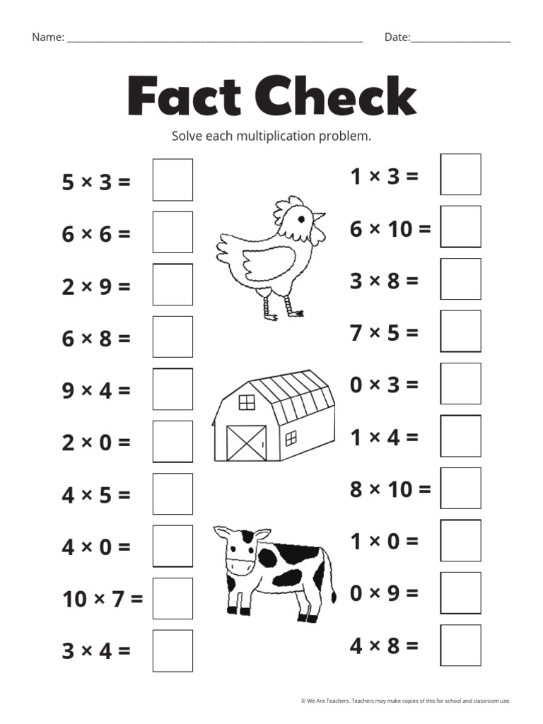 We Are Teachers Multiplication Worksheet Bundle | PDF