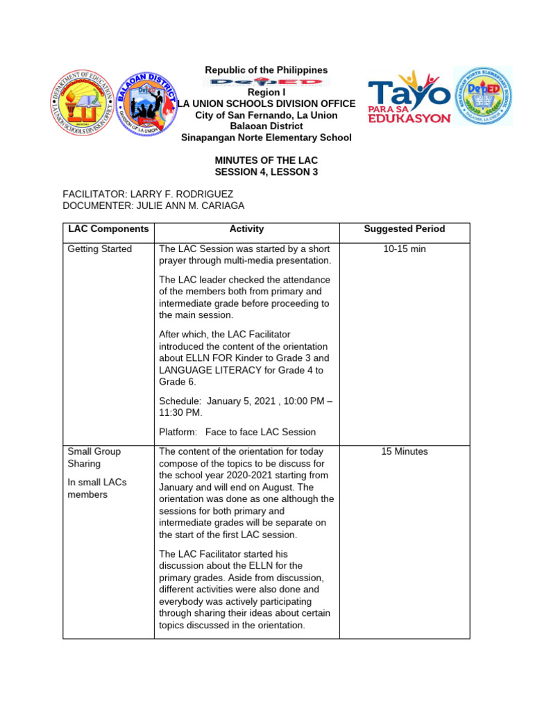 LAC REPORT julie ann | PDF