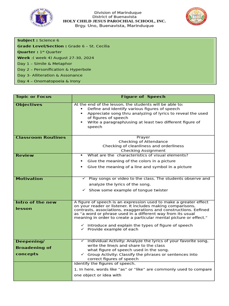 Lesson Plan Week 1 | PDF