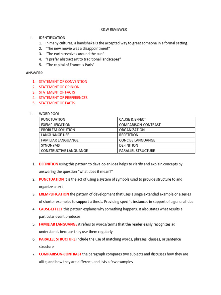 READING AND WRITING REVIEWER | PDF