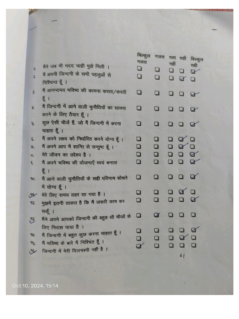 My PGI Hope Scale Questionnaire | PDF