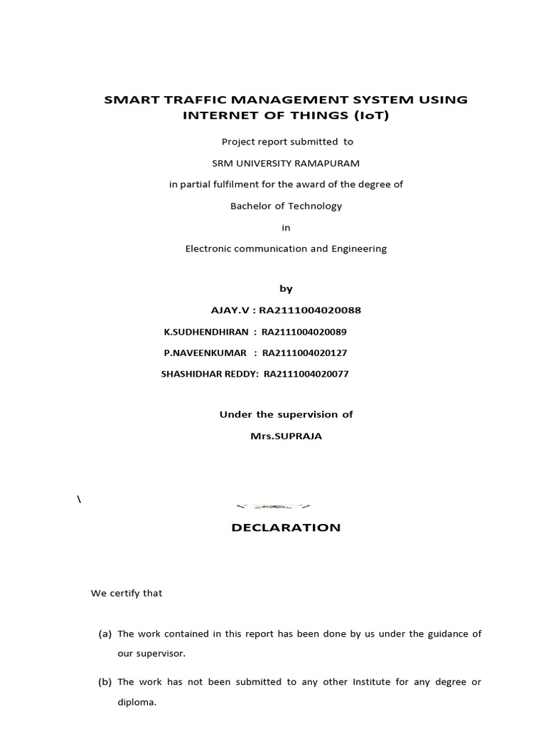 Smart Traffic Management System Using Internet of Things (IoT) - btech-cse-04-07-48 ...