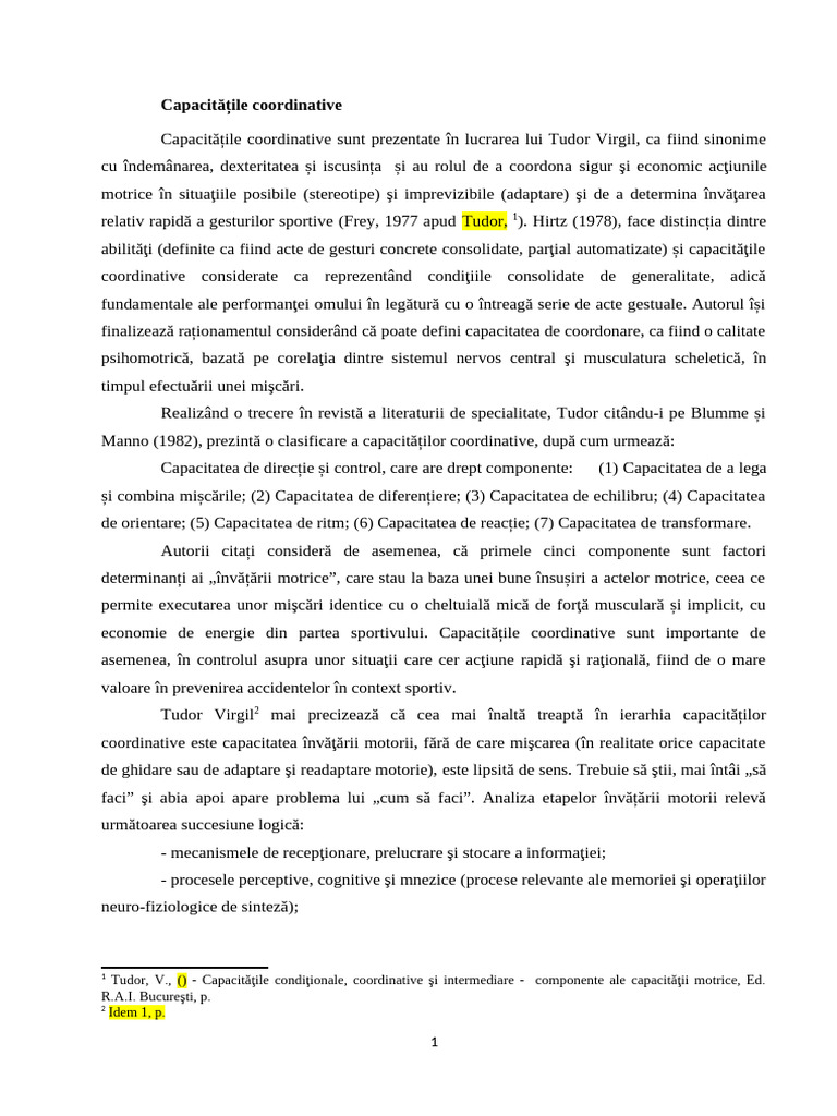 Capacitatile Coordinative | PDF