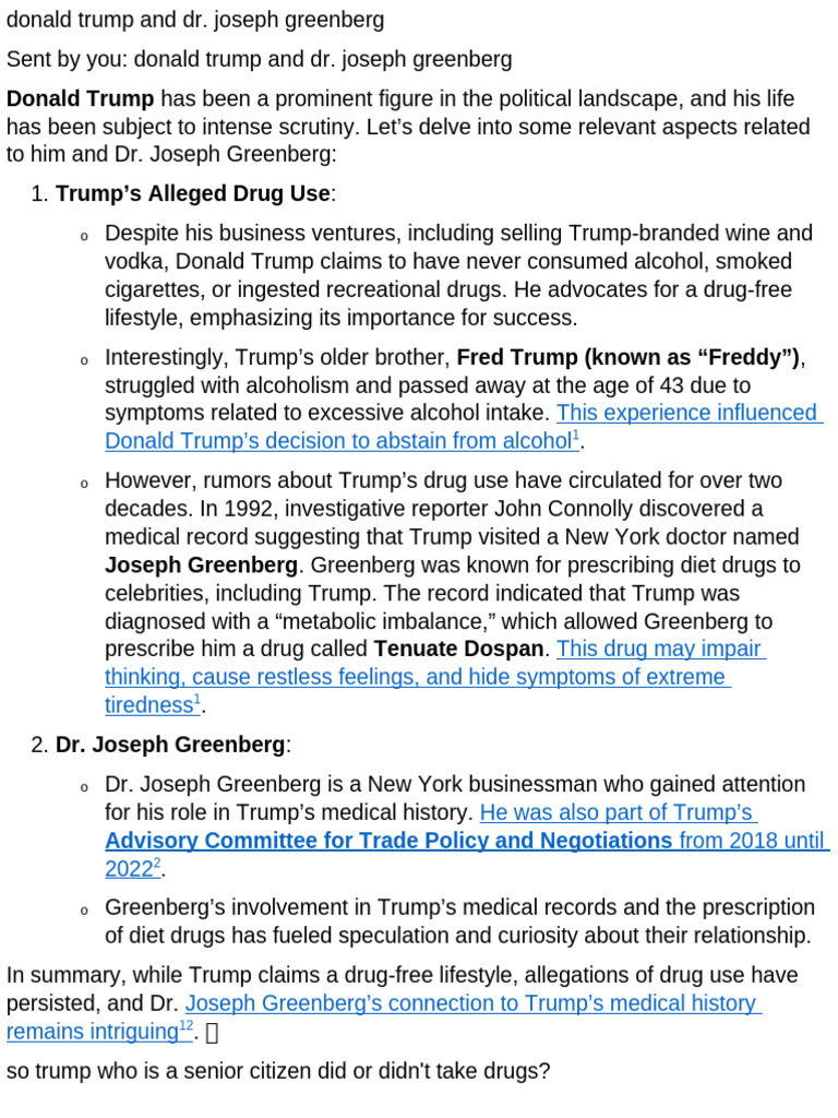 Copilot Conversation tRUMP Drug Addiction Body Odor | PDF