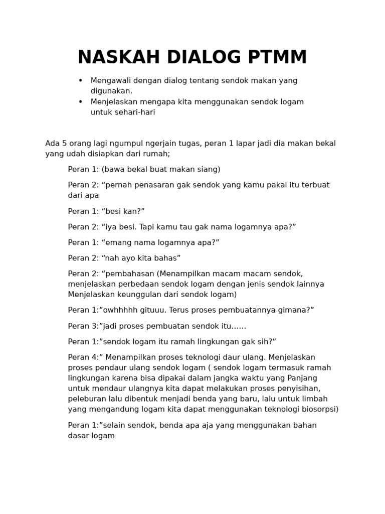 Naskah Dialog PTMM | PDF