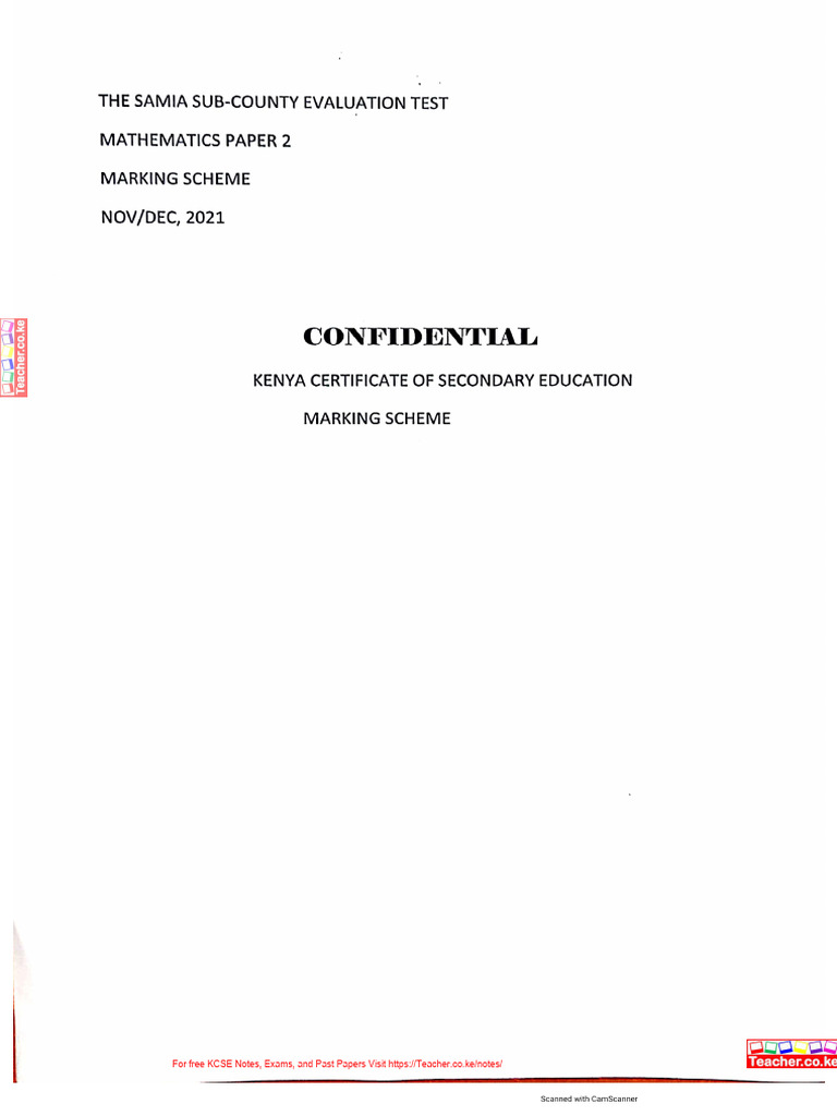 2022 Samia Mock Mathematics PP2 MS | PDF