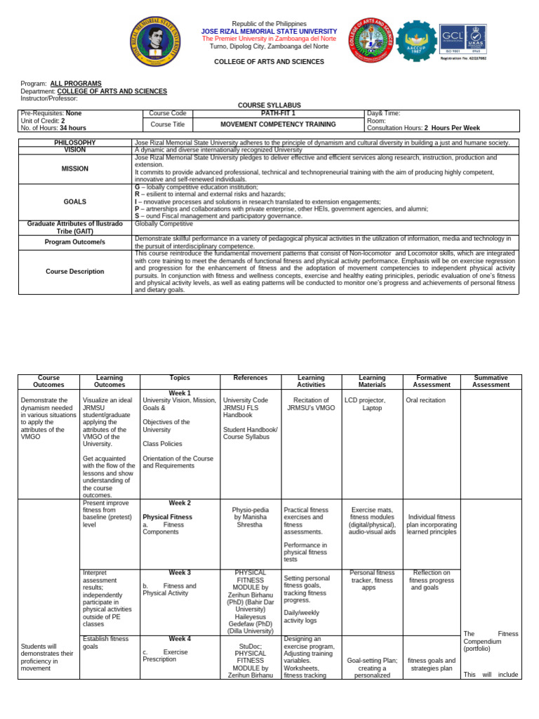 Pathfit 1 Movement Competency | PDF