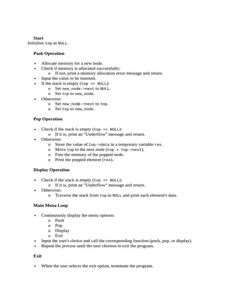 Stack Using Linked List Algorithm | PDF