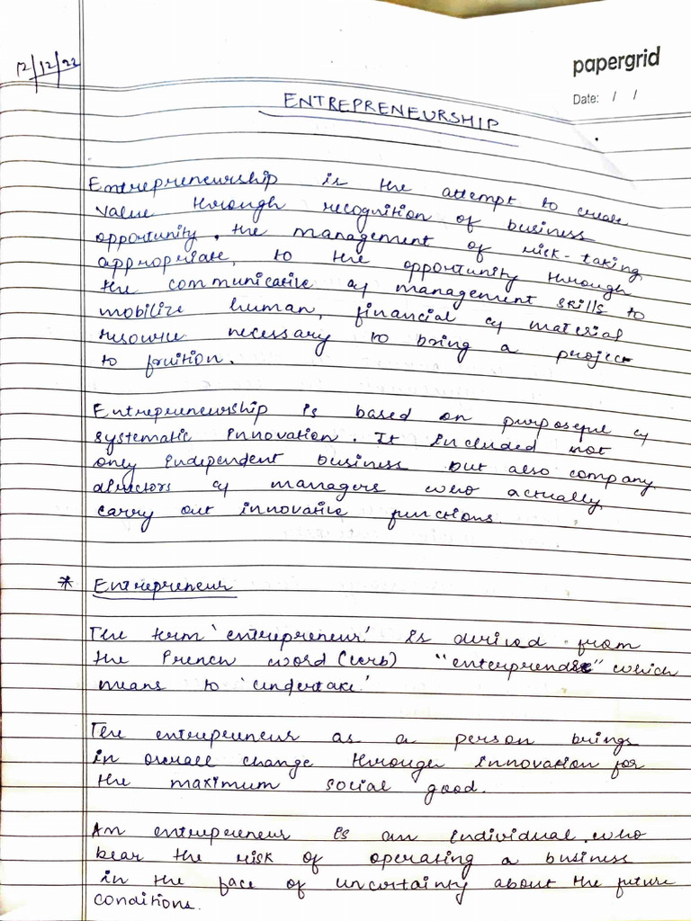 Entrepreneurship Unit 1 | PDF