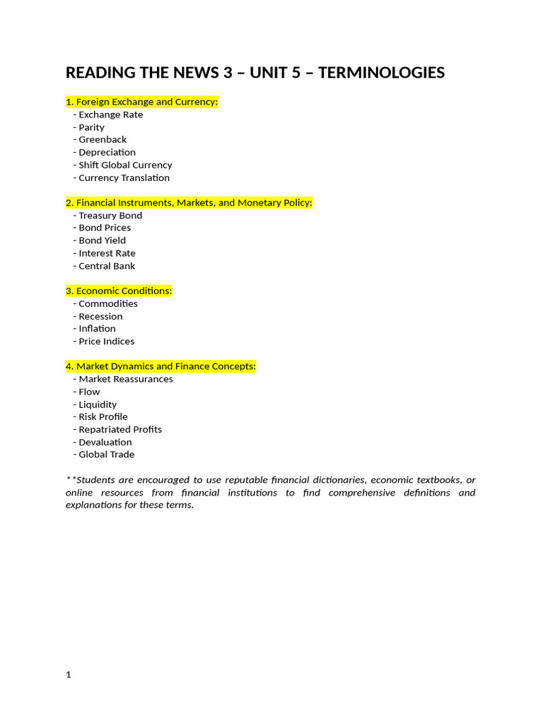 TANG-3 Reading Unit-5 Terminologies | PDF