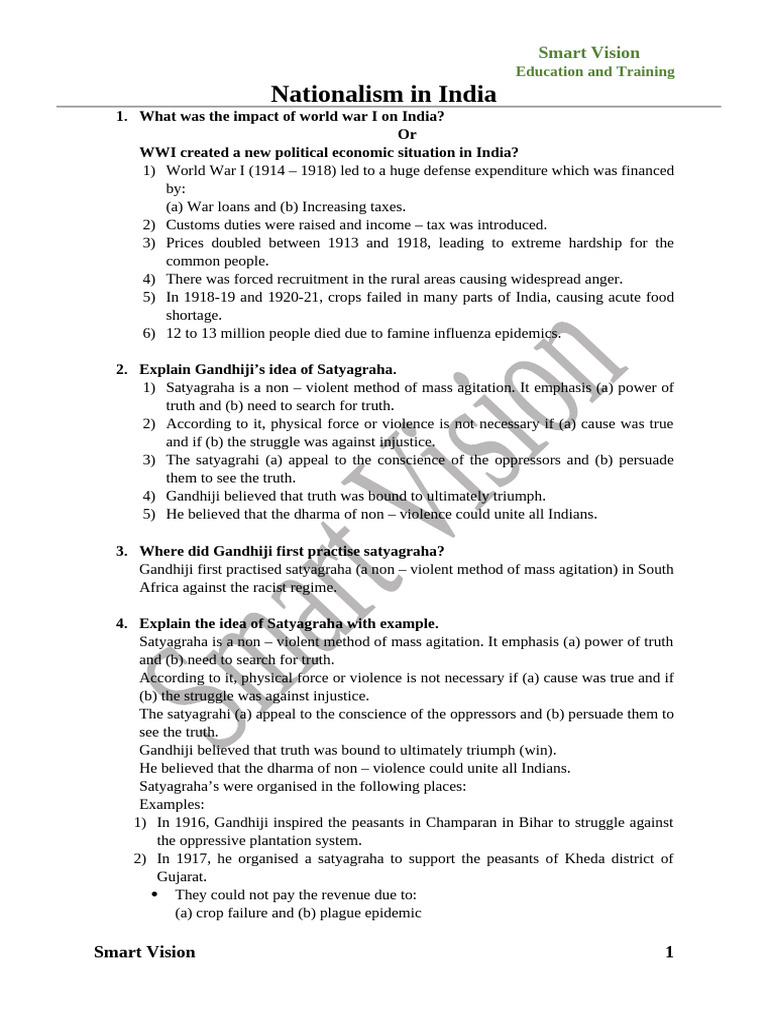 Nationalism in India (History) - 1edited | PDF | Mahatma Gandhi | Dalit