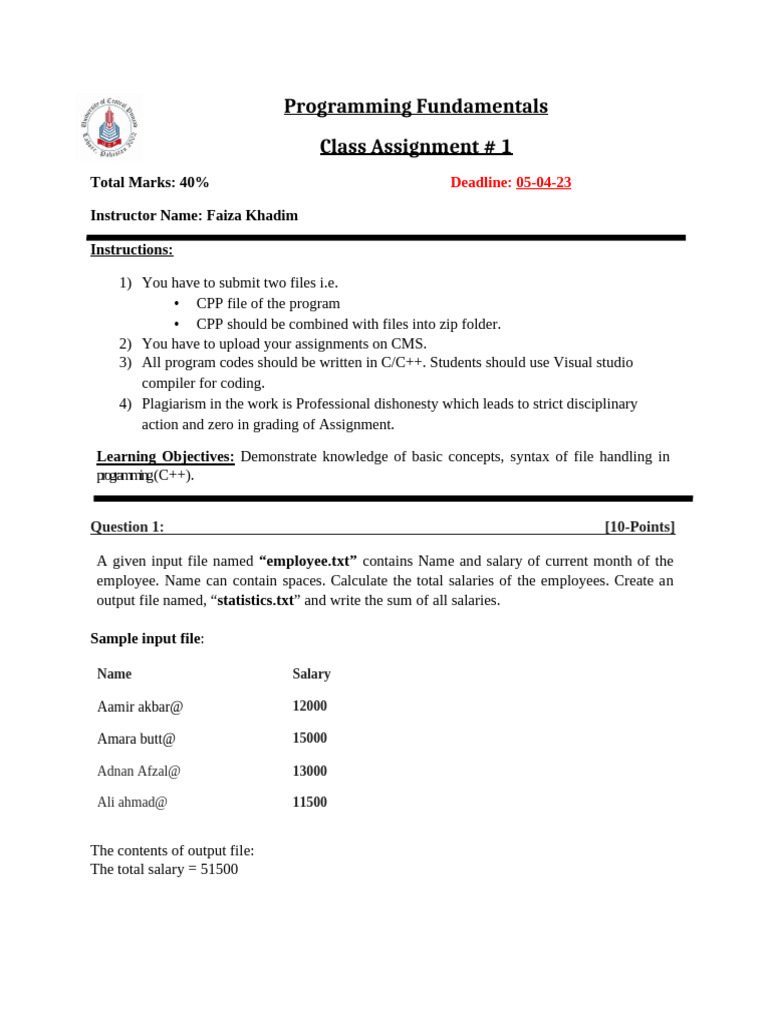 PF CLASS Assignment1 | PDF
