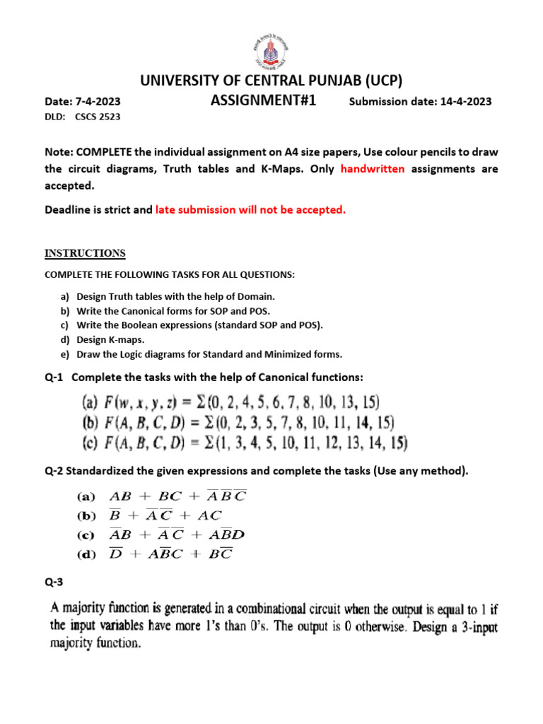 1 s23 Dld Assignment 1 Spring 2023 | PDF