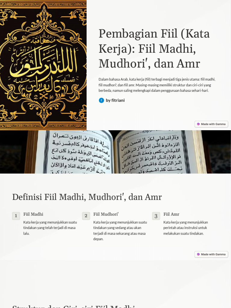 Pembagian Fiil Kata Kerja Fiil Madhi Mudhori Dan Amr | PDF