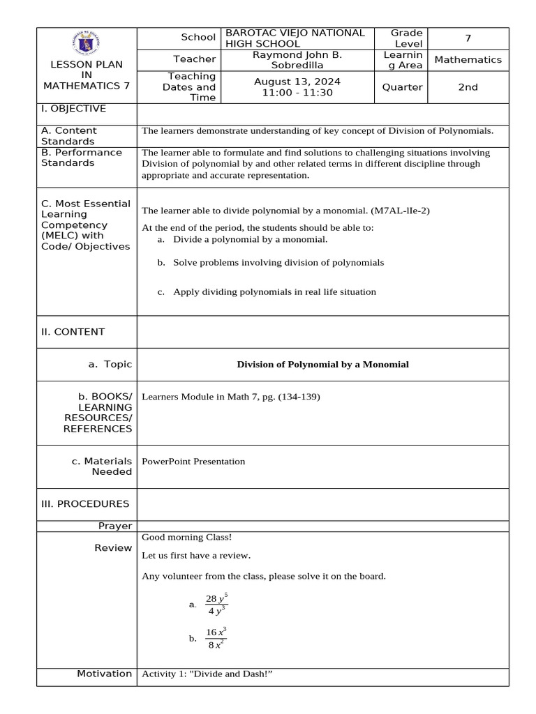 Lesson Plan 4As | PDF