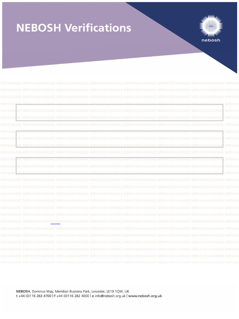 Nebosh Verification Page | PDF