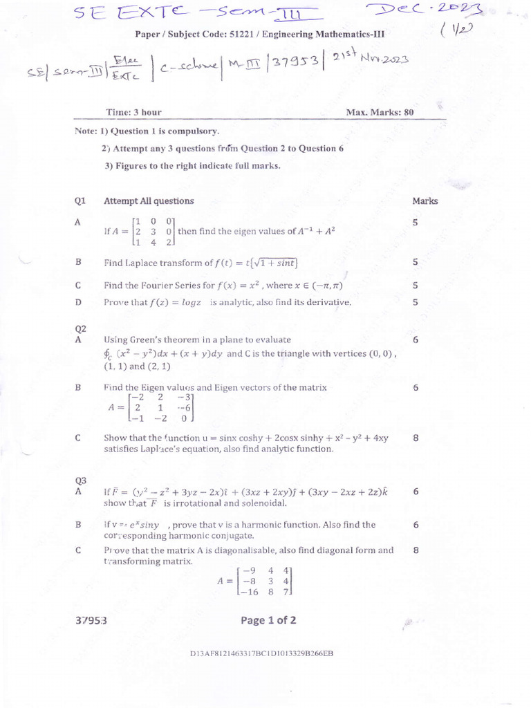 SE EXTC SEM III DEC 2023 | PDF