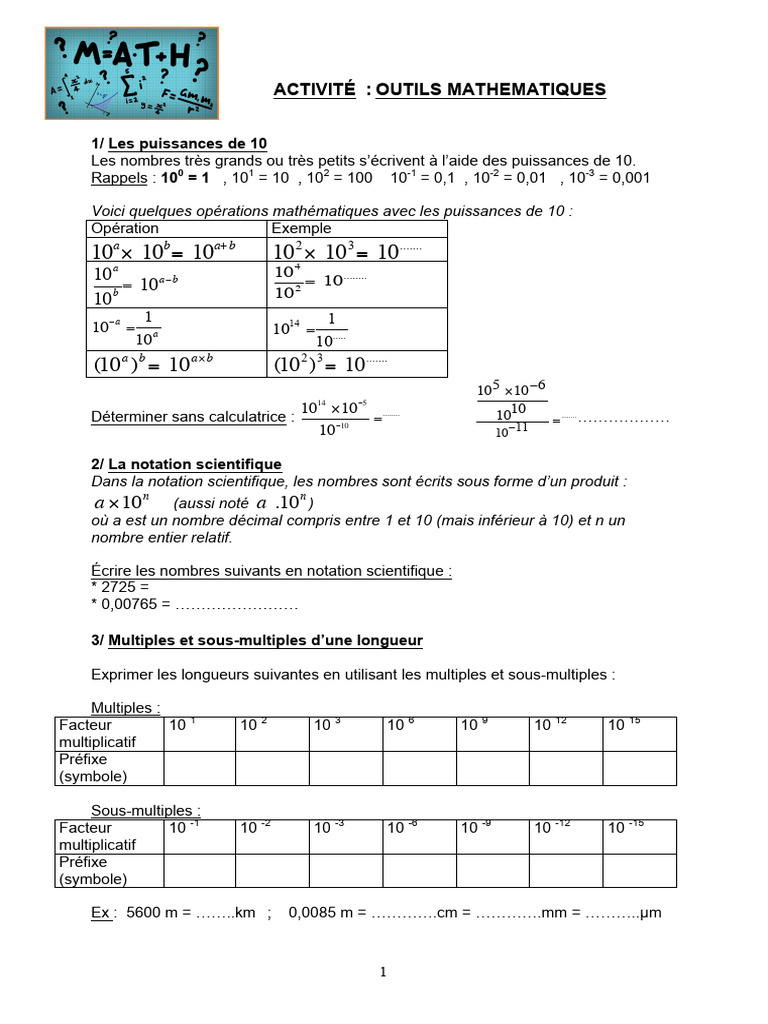 Rappels de Maths | PDF