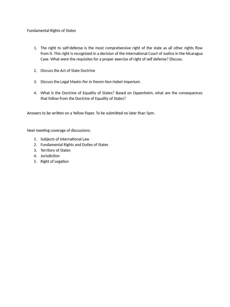 Fundamental Rights of States Individual Output | PDF