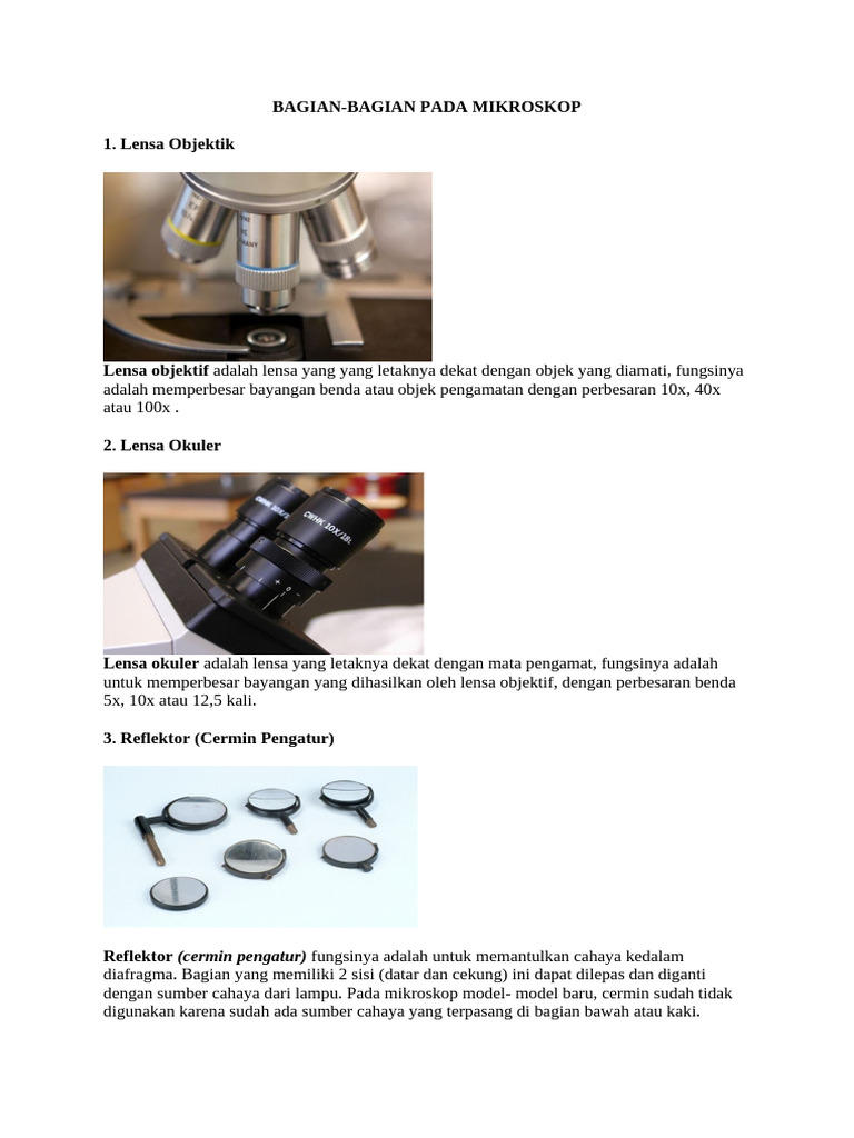 Bagian Bagian Mikroskop | PDF