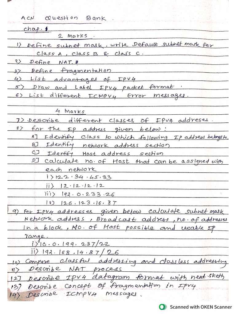 ACN UT-1 Question Bank | PDF