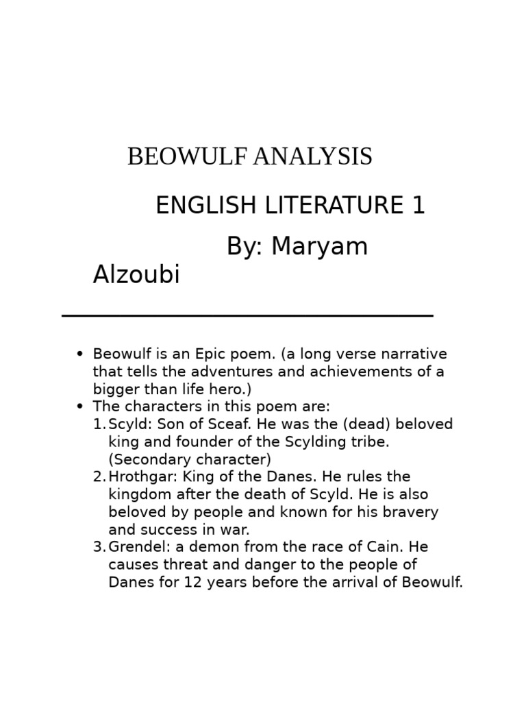 Beowulf Summary. Lit | PDF
