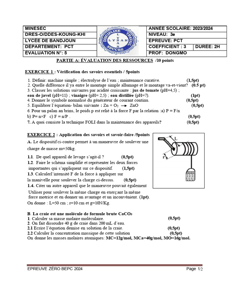 Épreuves Zéro Bepc | PDF
