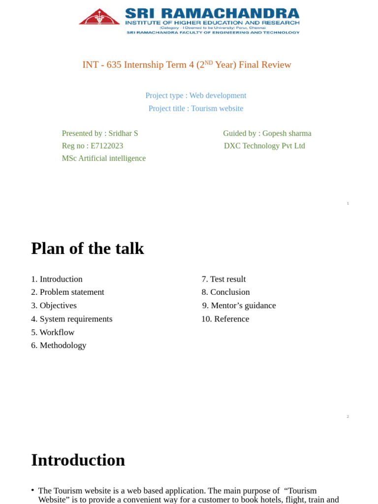 Tourism Website Development Project | PDF | Computing