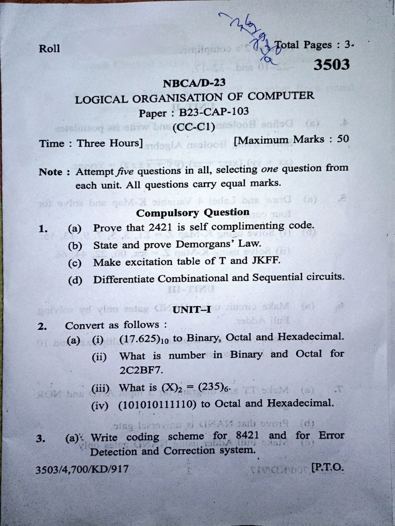 Logical Organization of Computer Exam Guide | PDF