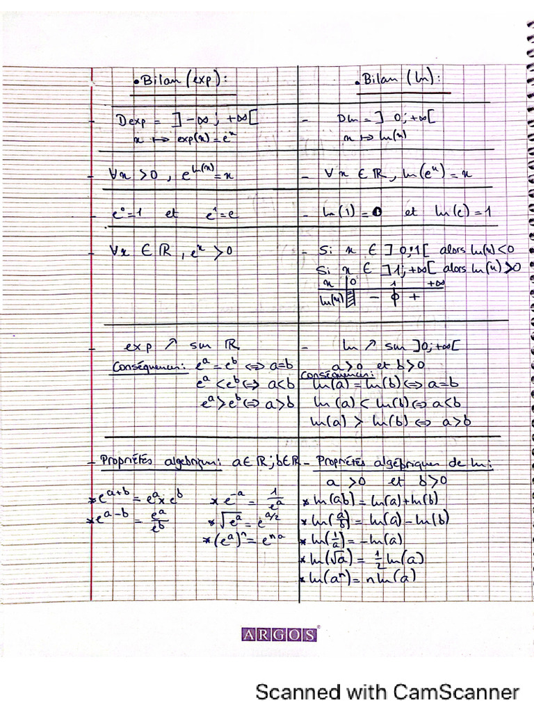 Bilan Logarithme Exponentielle | PDF