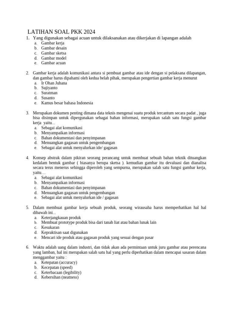 Latihan Soal PKK 2024 | PDF