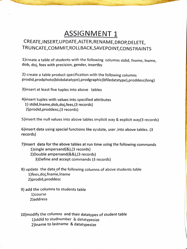 Dbms Lab Assignment 1,2 and 3 | PDF