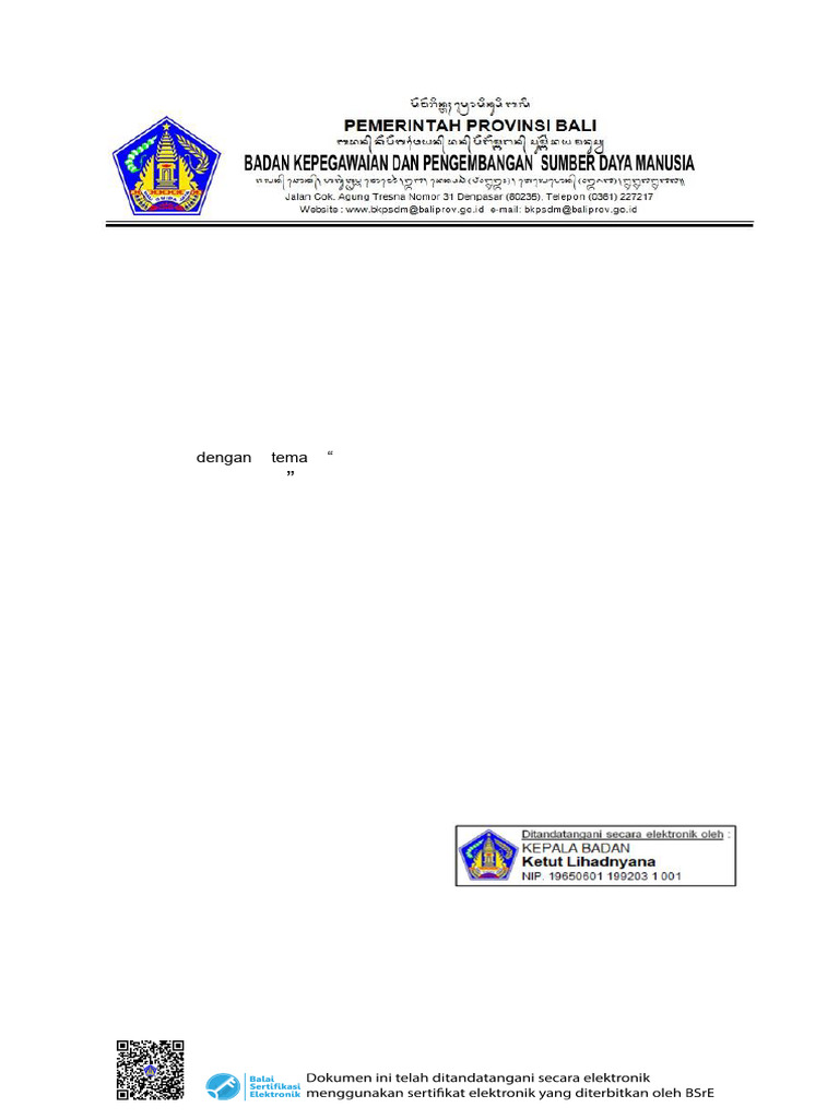 Surat Partisipasi ASN Dan NON ASN Acara PKB XLV Tahun 2023 | PDF