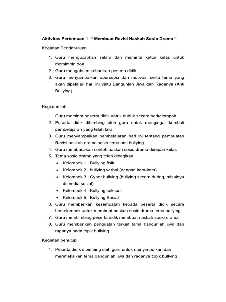 Lembar Aktivitas Revisi Naskah Sosio Drama | PDF