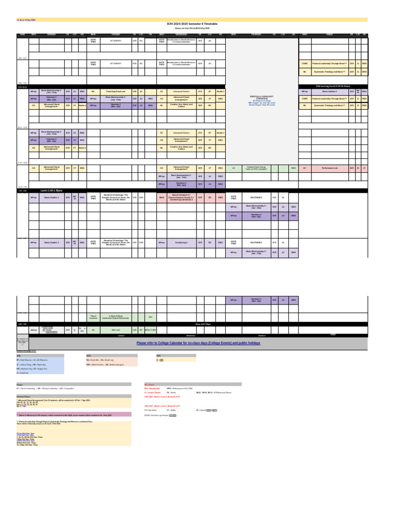 2024-2025b - Jan-May25 - SCM Timetable | PDF