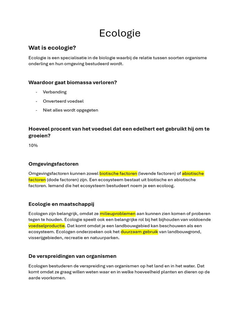 Bio PW Ecologie SM | PDF