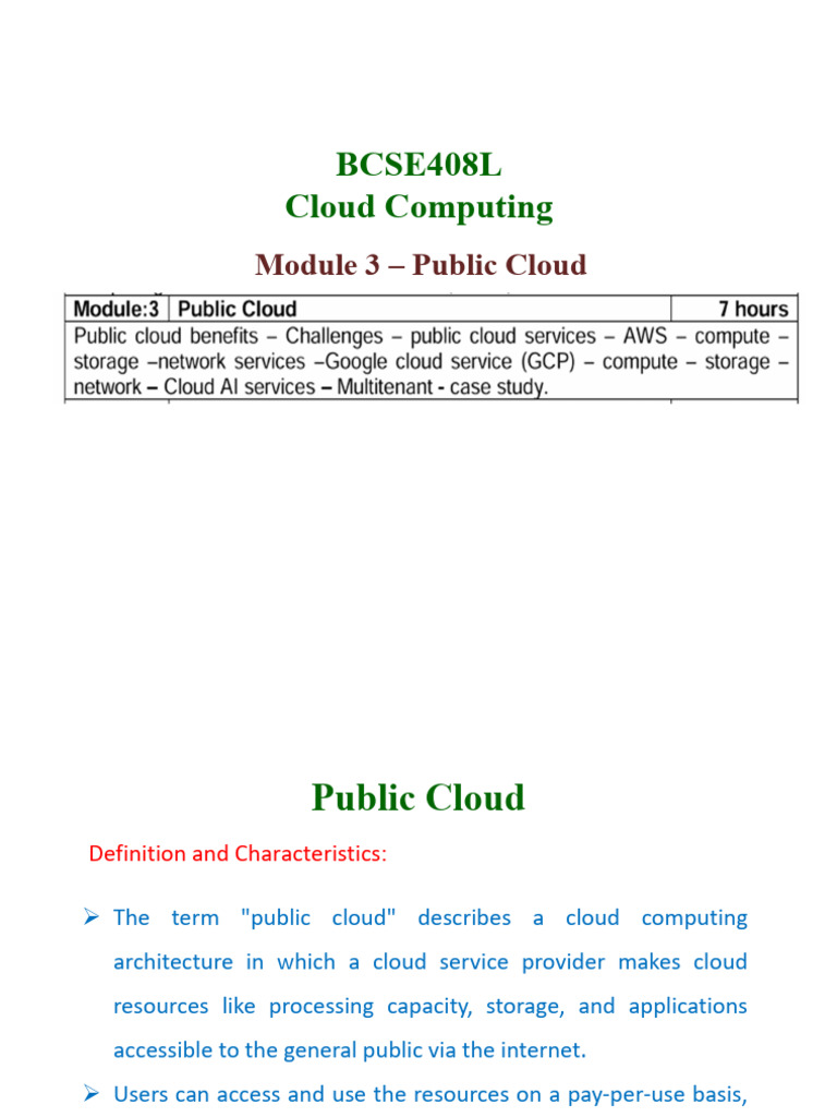 10-Module 3 - Public Cloud and Benefits-09-08-2024 | PDF | Cloud Computing | Amazon Web Services