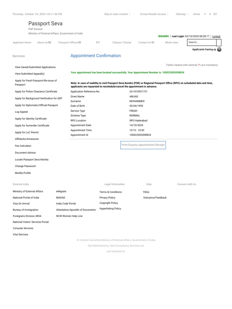 Book Appointment - Passport Seva | PDF | Passport | Travel Visa