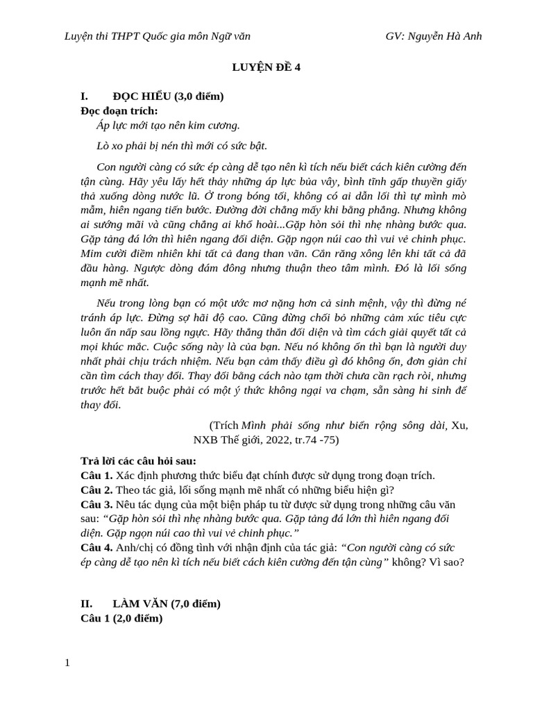 HƯỚNG DẪN LUYỆN ĐỀ 4 VCAP | PDF