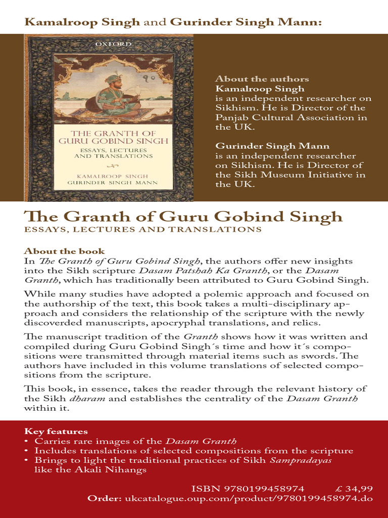 The Granth of Guru Gobind Singh Essays L | PDF