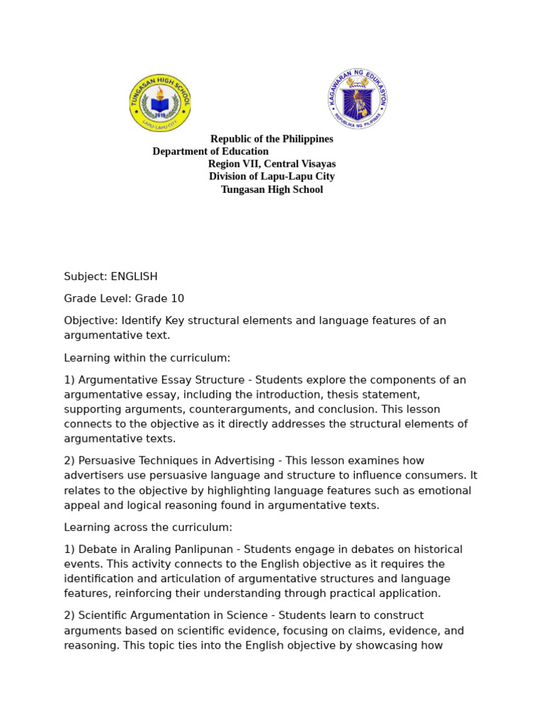 GRADE 10 ENGLISH Q2 LESSON 2 LESSON PLAN | PDF