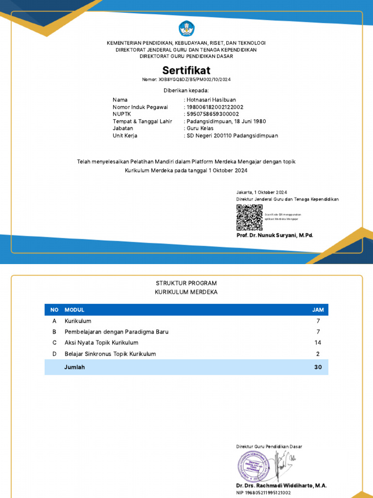 Certificate PMM KURMER HOTNASARI | PDF