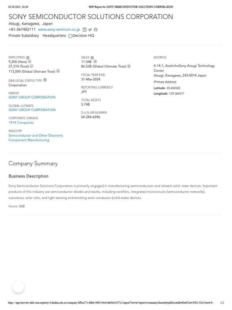 Sony Semiconductor Solutions Corporation | PDF