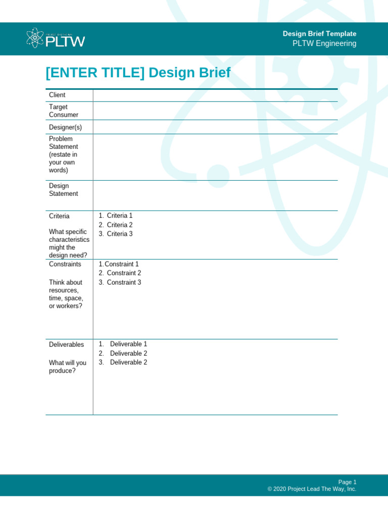 Design Brief Alternative Template | PDF