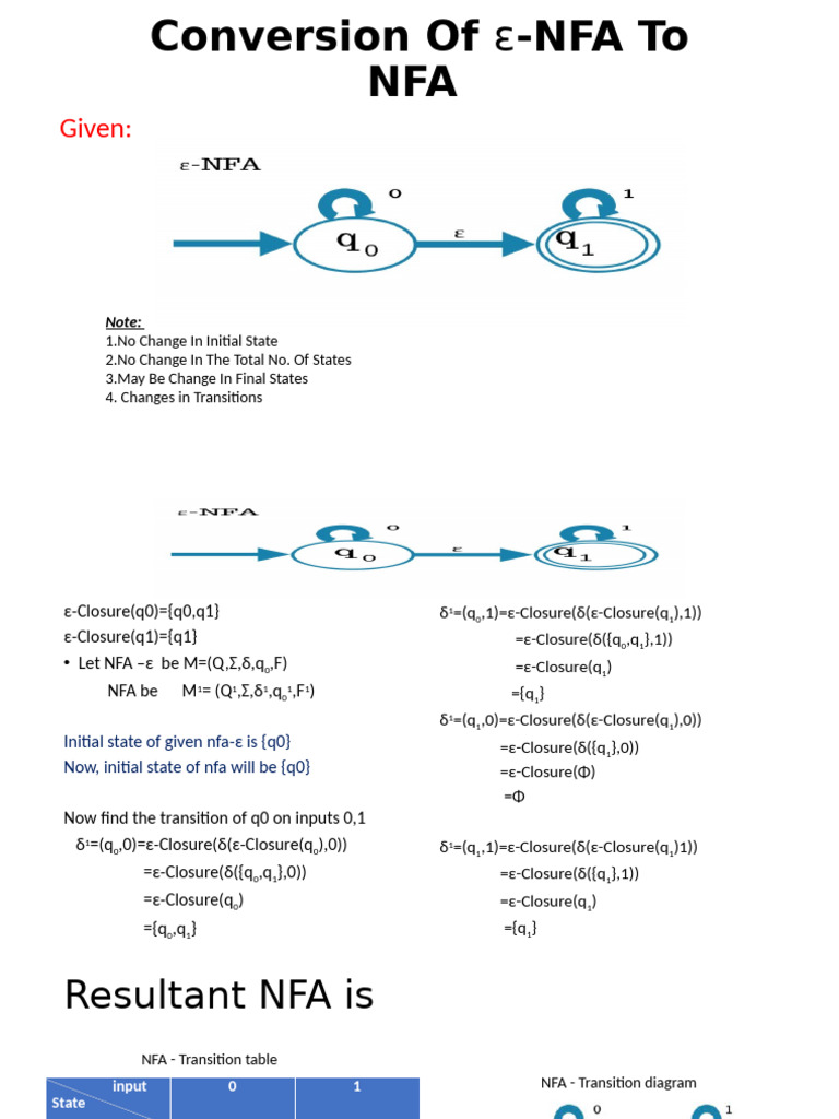 Conversion of Ε-NFA to NFA | PDF