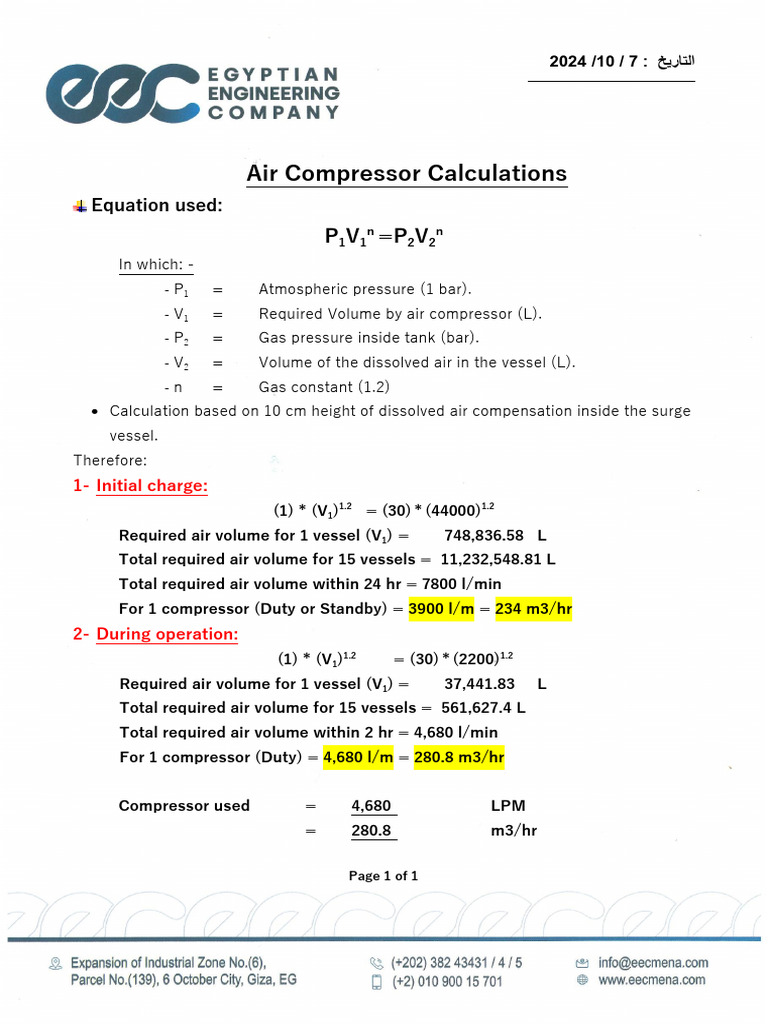 PETROJET - NEOM - Air Compressor Calculations | PDF