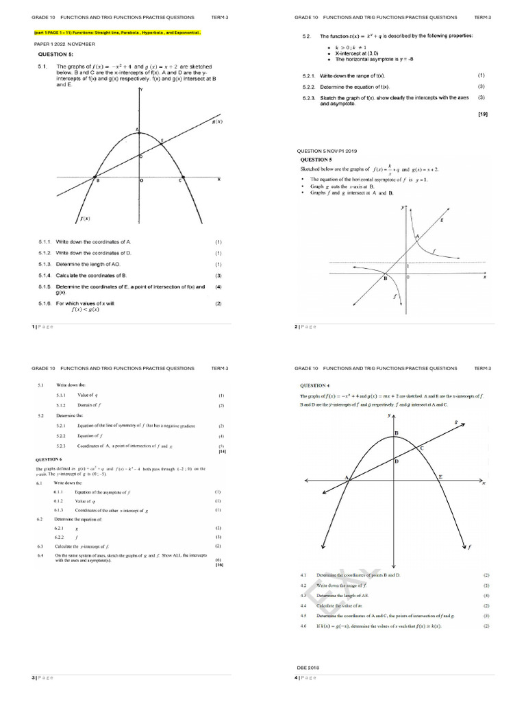 Functions Practise 2024 Term 3 | PDF