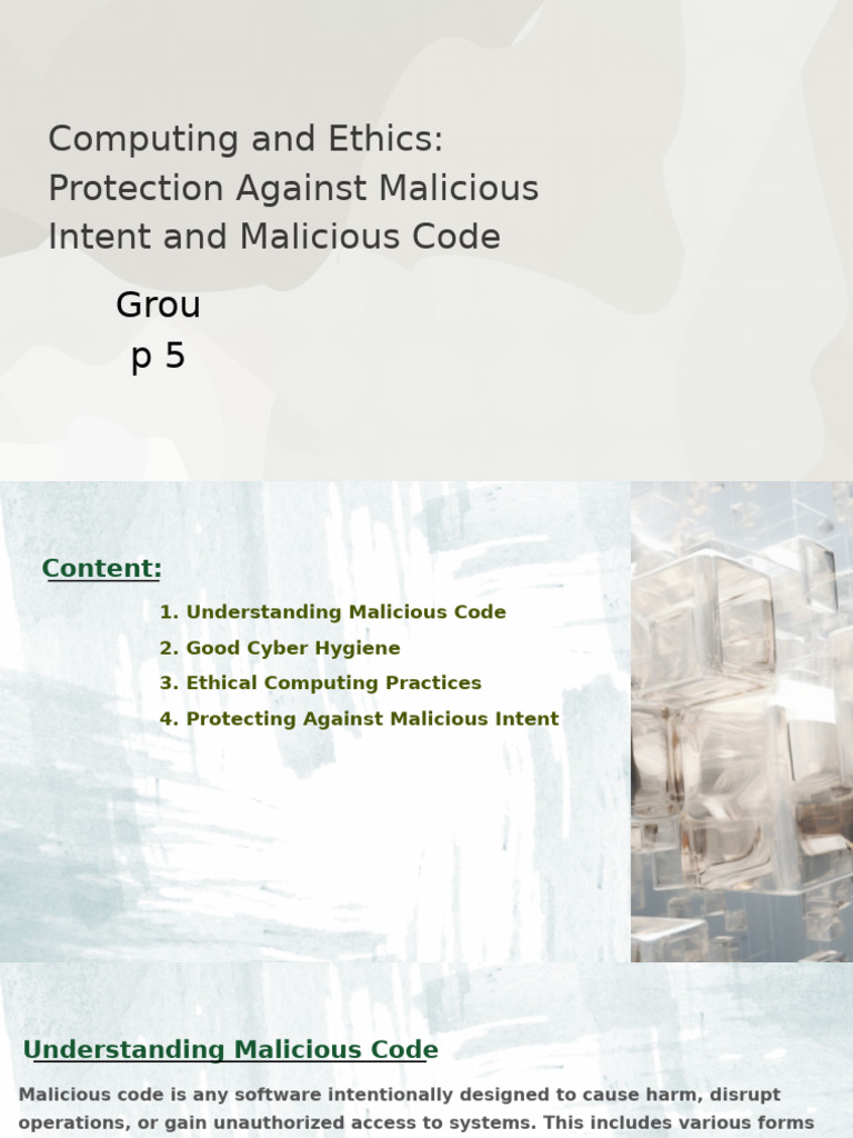 Computing and Ethics Protection Against Malicious Intent and Malicious ...