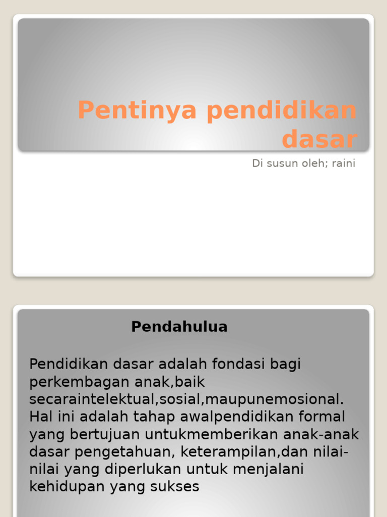 Pentinya Pendidikan Dasar | PDF