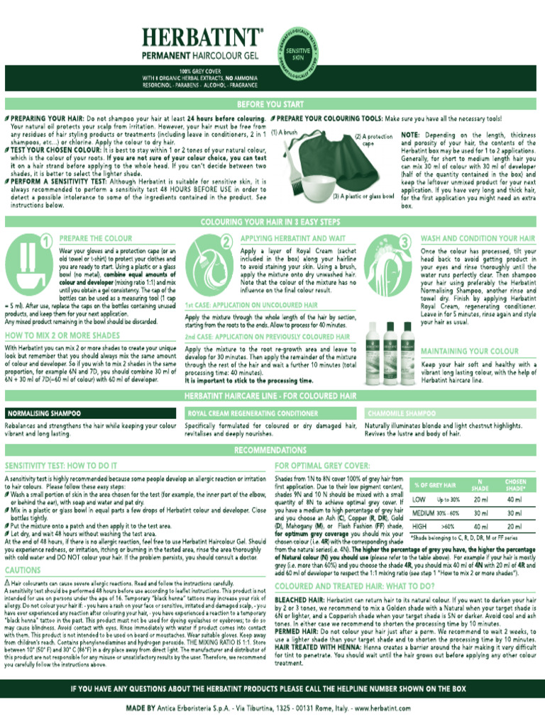 Herbatint Insert Hair Color | PDF